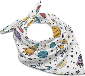 Generic Écharpe carrée en soie légère pour homme et femme Motif planète de dessin animé, multicolore, 60x60cm