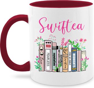 Shirtracer Tasse Tassen 325ml - Statement - Swiftea Fan Merch | Geschenkidee f&uuml;r Fans | Fan Geschenk - 325 ml - Bordeauxrot - spr&uuml;che kaffeetasse statements kaff