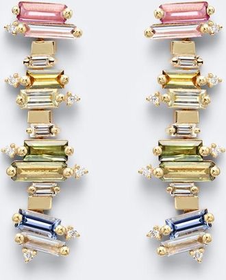 Suzanne Kalan Ohrringe aus 18kt Gelbgold mit Diamanten und Saphiren