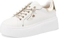 Queen Helena Renato Balestra Baskets pour femme, plateforme avec lacets avec strass RB2507, Blanc et or., 39 EU