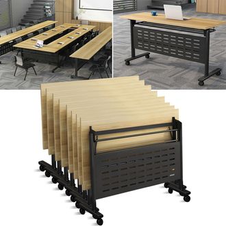 Generic Tragbarer, mobiler Klappkonferenztisch 63, Klapptisch mit Rollen, 8er-Pack rollbare Besprechungstische f&uuml;r Moderne B&uuml;ros und Seminarr&auml;ume