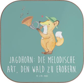 Mr. & Mrs. Panda Tischuntersetzer Jagdhorn Magie - Geschenk, Abenteuer, Lernen, Musik, edle Optik, Untersetzer f&uuml;r Gl&auml;ser, Teeuntersetzer, Instrument, Blasinstrument, 