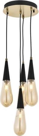 Opviq Industrial Chandelier with Metal Body & Glass Cap, 90 cm Length, 27 cm Diameter | 4 x E14 Max 4W | Antiquation Color, IP20 | Perfect for Modern Spaces