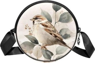 Generic Sac &agrave; bandouli&egrave;re rond rond pour femme, petit sac &agrave; bandouli&egrave;re mignon moineau avec fermeture &eacute;clair et bretelles r&eacute;glables
