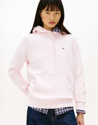 Tommy Jeans Sweat à capuche en polaire avec cordon de serrage et broderie drapeau - Rose clair