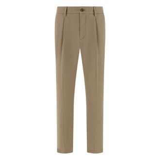 Boggi Milano Homme, Pantalons, Beige, Taille: 2XL Solid Linen Pince Pants