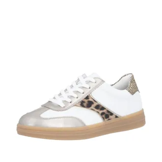 Remonte Sneaker REMONTE, Damen, Gr. 37, wei&szlig;, goldfarben, leo, Leder, Lederimitat, Schuhe Sneaker, Freizeitschuh, Halbschuh, Leo-Sneaker mit Wechselfu&szlig;bett