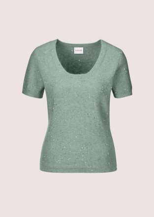 Madeleine Strickpullover Kurzarm-Pullover mit Pailletten-Glanz