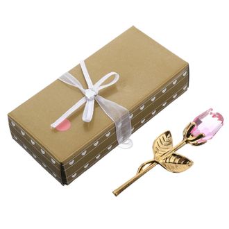 Garneck Kristallrose Rosendekoration mit Goldenem Stiel und Rosa Bl&uuml;te 20X30X90Mm Langlebiges Rosenornament f&uuml;r Valentinstag Wohnkultur und Tischdekoration
