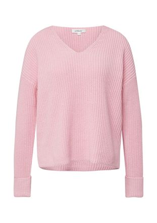 s.Oliver Grobstrickpullover mit V-Ausschnitt im Relaxed Fit