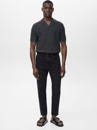 Mango Ben Jeans im Cropped Tapered Fit black denim - Herren - 36 - MANGO MAN