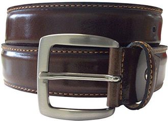 Brazil Lederwaren El&eacute;gante ceinture de costume en cuir 3,5 cm Made in Italy | Ceinture business bomb&eacute;e pour homme 35mm | Ceinture de costume | Marron fonc&eacute; 85cm