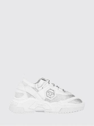 Philipp Plein Baskets basses en cuir et viscose stretch avec monogramme et strass