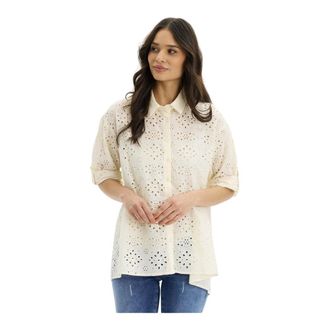 In Front IN Front, Femme, Blouses et Chemises, Beige, Taille: 40 FR Chemise Brod&eacute;e en Cr&egrave;me