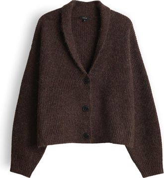 OPUS Damen Strickjacke | DUSENA Boxy Strickcardigan mit Schalkragen Coffee Bean, M