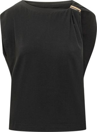 Pinko Pinko, Femme, Blouses et Chemises, Noir, Taille: 38 FR Top sans manches avec &eacute;paule drap&eacute;e