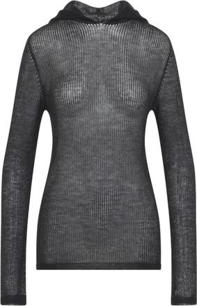 Rick Owens Kapuzen-Langarmshirt aus Rippstrick - - Sweatshirts & Hoodies - Damen - Schwarzk - S
