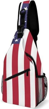 Generic Réglable Sacoche Tactique Drapeau américain rouge bleu blanc Sac à Bandoulière Multifonction,Antivol Crossbody Bag pour Camping Homme Cyclisme