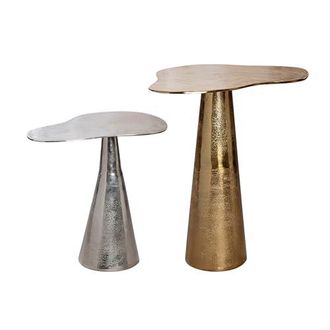 Gilde 2er Set Beistelltisch Organica aus Aluminium - organische Form - metallische Optik - goldfarben/silberfarben - H&ouml;he 59cm x Breite 58cm