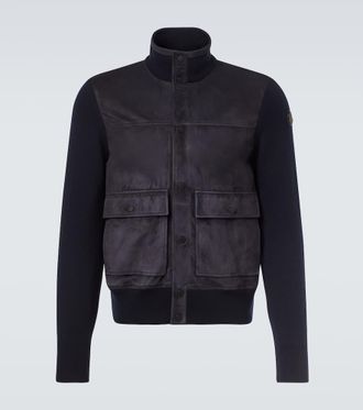 Moncler Jacke aus Veloursleder und Wolle