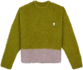 Brain Dead Homme, Pulls, Vert, Taille: XL Intarsia Motif Crew Neck Sweater