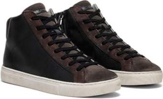 Crime London High Top Essential, Chaussures Baskets Zip Cuir, Mode Vintage, Black Brown Grey, 43 EU