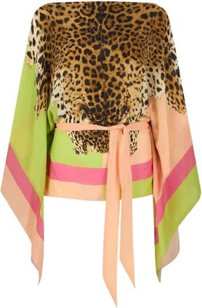 Roberto Cavalli Femme, Blouses et Chemises, Multicolore, Taille: 36 FR Kaftan en soie avec imprim&eacute; Cavalli Pop