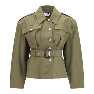 Alexander McQueen Cropped G&uuml;rtel-Jacke mit hohem Kragen - - Jackets - Damen - Gr&uuml;n - S