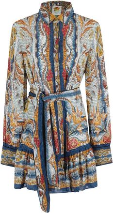 Farm Rio Farm Rio, Femme, Robes, Multicolore, Taille: 38 FR Mosaic Garden Soft Mini Dress