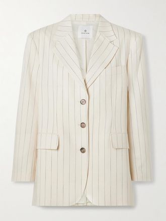 Anine Bing Blazer Oversize En Tissu À Fines Rayures Sara - Blanc cassé