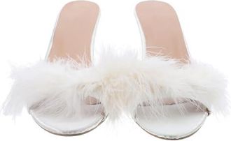 IFUNDOM Sandales &agrave; Talons Hauts Antid&eacute;rapantes pour Femme Pantoufles d&Eacute;t&eacute; &agrave; Bout Ouvert en Blanc Beige Taille 40 Semelle Adh&eacute;rente Adapt&eacute;es Int&eacute;rieur et Ext&eacute;r