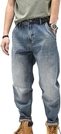 ORANDESIGNE Jeans Homme Mode Straight Fit Jean Stretch Élastique Pants Casual Jeans Droite Basique Décontracté Pantalons en Denim A Bleu L
