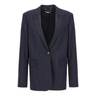 Stella McCartney Einreihiger Blazer aus Wollflanell - - Jackets - Damen - Blau - L