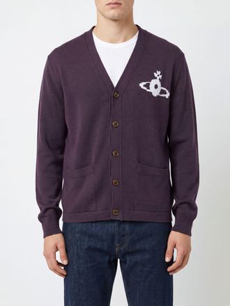 Vivienne Westwood Woll-Cardigan mit V-Ausschnitt und Jacquard-Orb-Logo