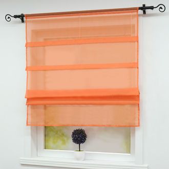 Joyswahl Scheibengardine Voile Bistrogardinen mit Tunnelzug Oonagh Bändchenrollo BxH 120x140cm Orange 1er Pack