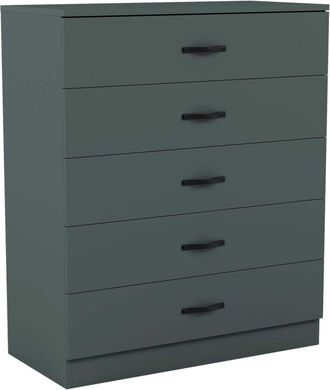 Home Discount Riano Commode 5 tiroirs meuble de rangement spacieux pour chambre H 90 x L 75 x P 36 cm, Vert