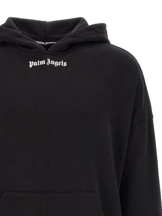 Palm Angels Logo-Printed Brushed Cotton Hoodie - Black