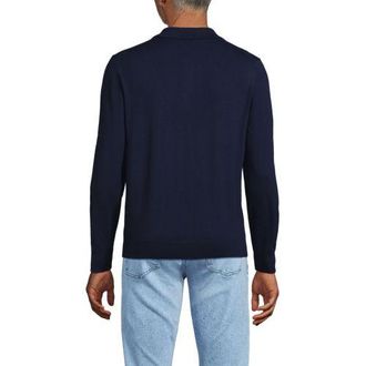Lands End Merino-Polopullover, Herren, Gr&ouml;&szlig;e:52-54 regular, Blau, Wolle, by Lands End