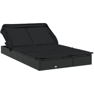 vidaXL Vidaxl - Transat 2 places avec toit pliable noir 213x118x97 cm