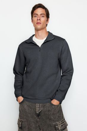Trendyol MAN Herren Grau Animal-Print Lang Regular Fit Sweatshirts