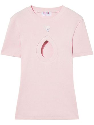 Pucci t-shirt en maille à design nervuré - Rose