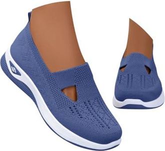 Minetom Femme Chaussures De Sport Sneakers Travail Facile À Enfiler Le Fitness Souple Orthopédiques De Course Mains Libres À Enfiler Baskets A Bleu 39 EU