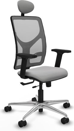 Piqueras y Crespo B&uuml;rostuhl, grau, mit 2D-Armlehnen, h&ouml;henverstellbare Lendenwirbelst&uuml;tze und festes Kopfteil, ausgestattet mit Syncro/Traslack und Schneideschaum, Grau