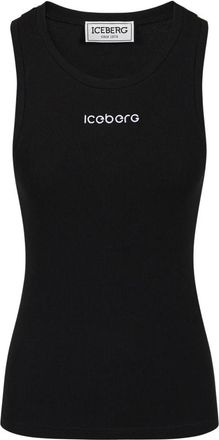 Iceberg Femme, Tops, Noir, Taille: 40 FR D&eacute;bardeur c&ocirc;tel&eacute; en jersey de coton stretch