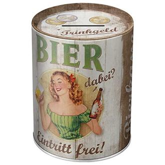 Nostalgic Art Retro Spardose, 1 l, Trinkgeld-Bierkasse - Geschenk-Idee f&uuml;r Bier-Fans, Sparschwein aus Metall, Vintage Blech-Sparb&uuml;chse, Bier-Deko