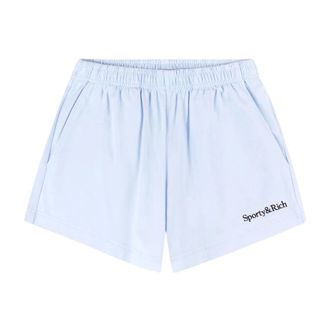 Sporty & Rich Serif Logo Embroidered Disco Short - - Shorts - Damen - Blau - L