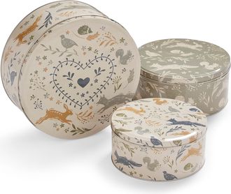 Cooksmart Woodland Set aus 3 runden Keksdosen