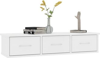 tidyard Wand Schubladenregal mit 3 Schubladen Wandregal Wandschrank Hängeschrank Wandgarderobe Hängeregal Spanplatte 88 x 26 x 18,5 cm Weiß
