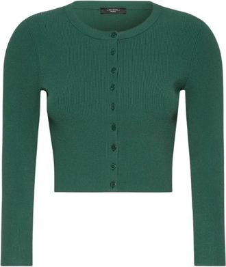 Max Mara Cardigan Boutonn&eacute; en C&ocirc;tel&eacute;es - Femme - Pulls - Vert - Taille: 42 FR