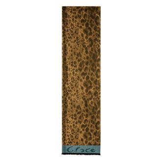Manila Grace Schal mit Animal-Print - - Accessories - Damen - Gelb - ONE SIZE